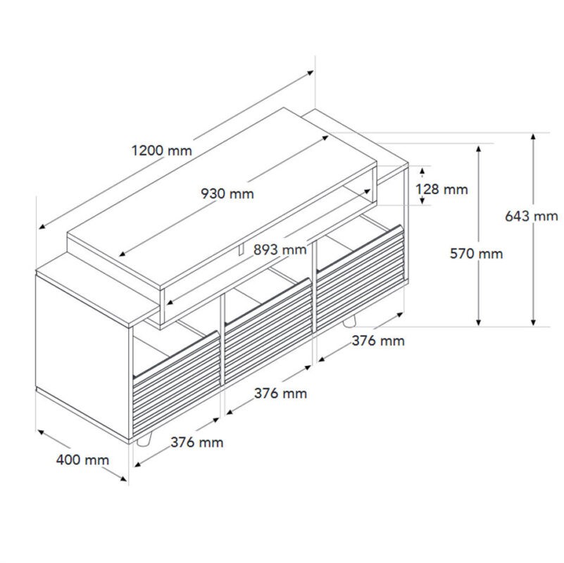 Norstone Oslo 1200 platenspelermeubel (White/Light Oak) | AVNUE